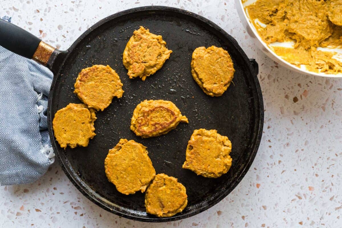 Spiced Sweet Potato Lentil Fritters (BLW recipe) - Happy Healthy Eaters